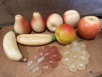 10 Pieces Vintage Wax Fruit 2 Bananas 1 Apple 2 Pears 3 Peaches 2 ...