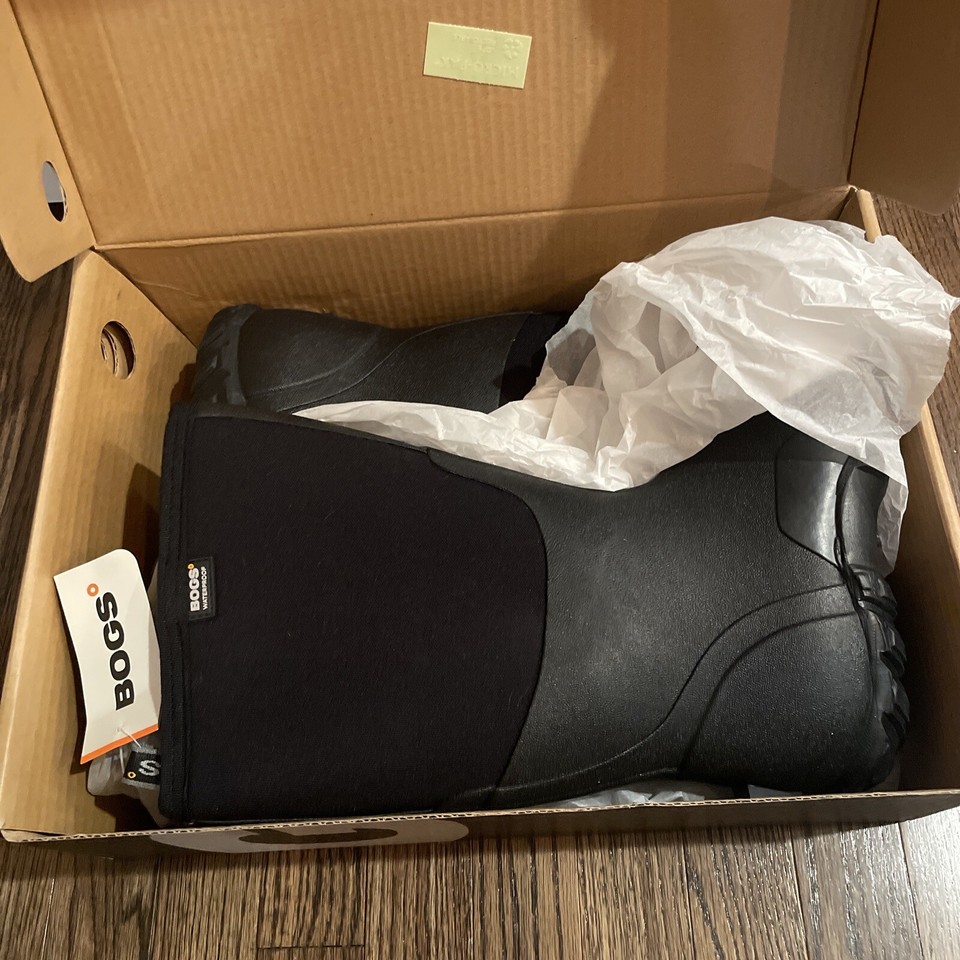 Bogs Mens Black Rubber/Nylon Classic High Insulated Winter Boots Size ...