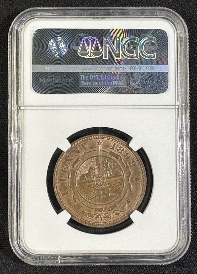 1892 South Africa Penny NGC AU58 BN Low Mintage Berlin Mint KM# 2, Hern ...