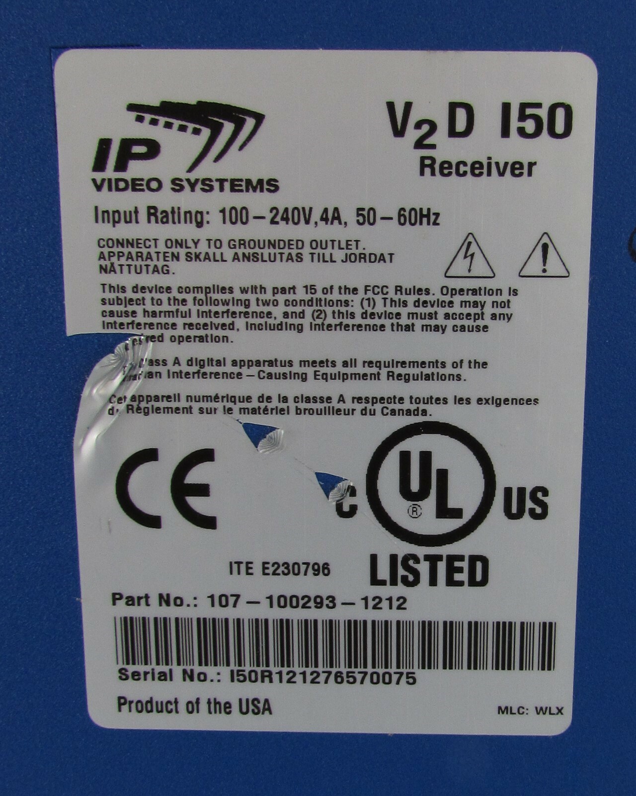 IP Video Systems V2D 150 Receiver - P/N: 107-100293-1212 | eBay