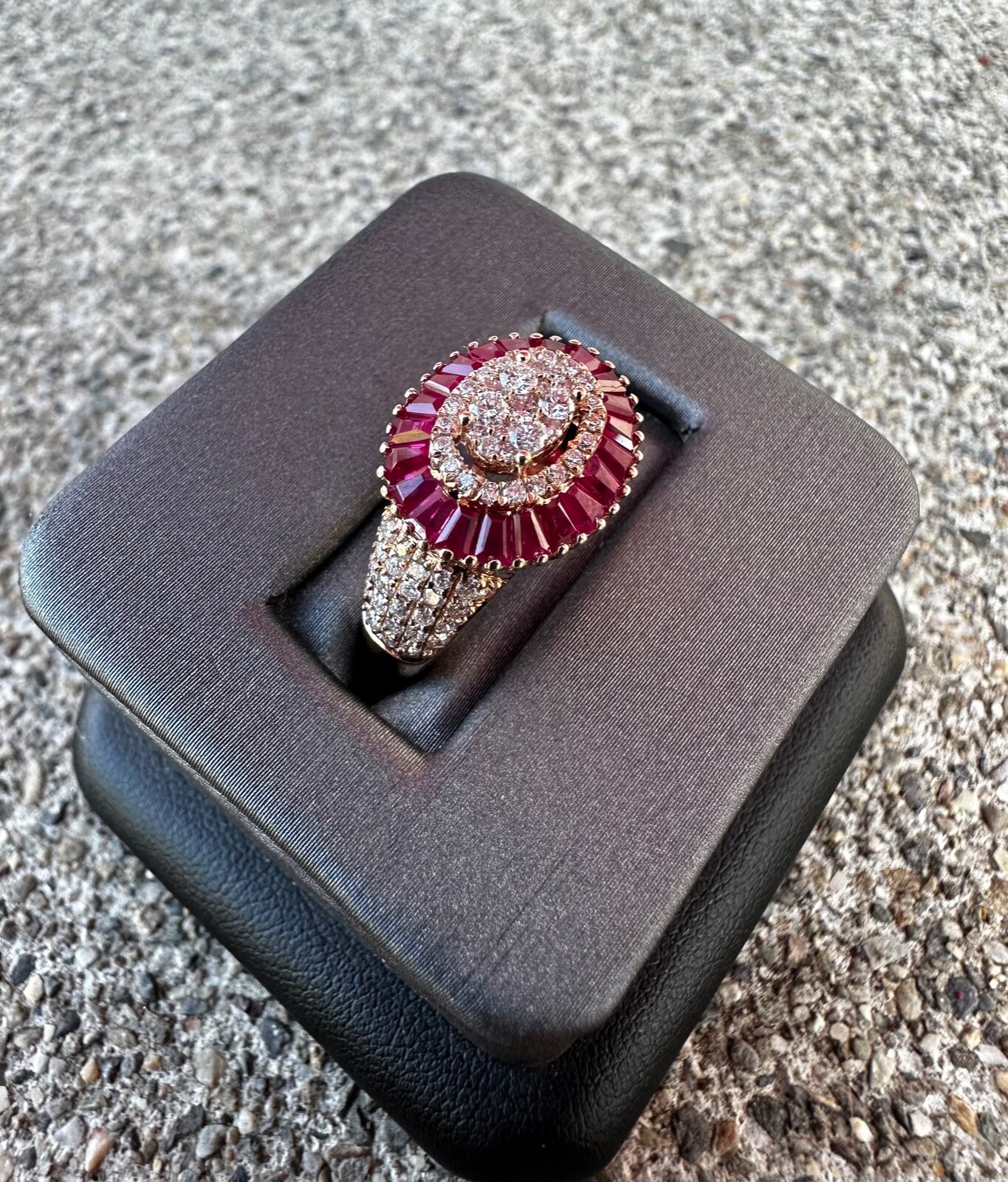 Effy 14K Rose Gold Ruby 1-5/8cttw & Diamond 5/8cttw Baguette Cluster ...