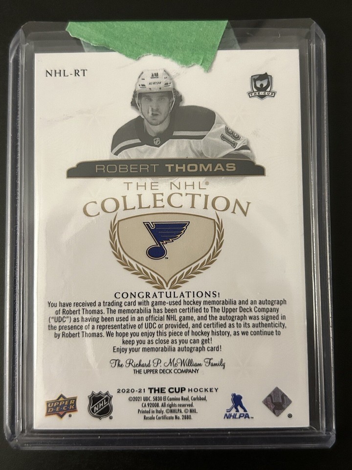 2020-21 The Cup The NHL Collection Patch Autograph #NHL-RT Robert ...