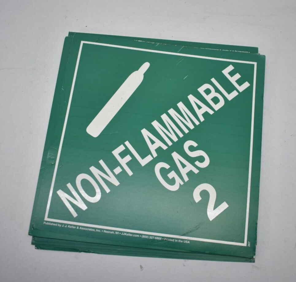 Lot of 25 JJ Keller & Associated Non Flammable Gas Placards No 2 Green Sign | eBay