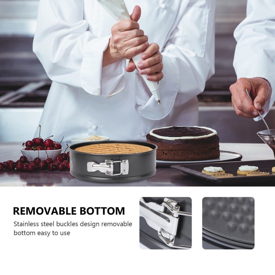 Round Non Stick Loose Base Deep Cake Tin x 7cm (Black) | eBay Australia