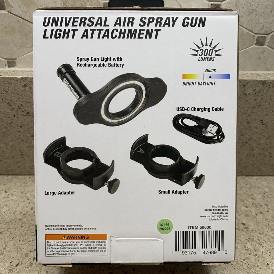 NEW SPECTRUM 300 Lumen 4000k CLR Air Spray Gun Light Attachment 59630 ...