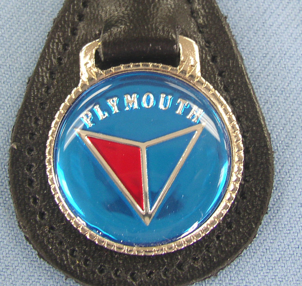 Vintage Blue Plymouth VALIANT #3386 Black Leather Chrome Key Ring Key ...