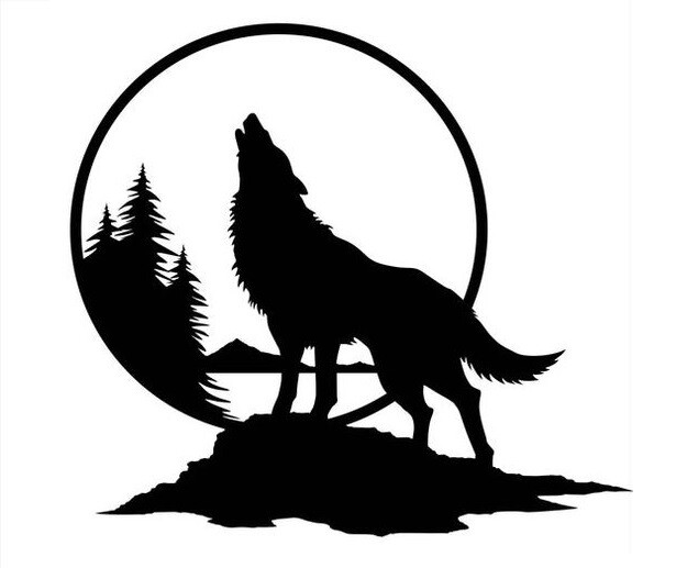 Wolf Howling Stencil