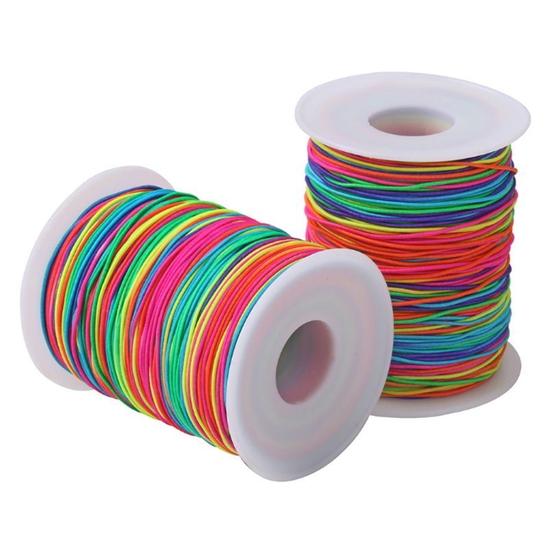 100m Rainbow Colourful Elastic Cord 1mm Thread Stretch String Craft DIY ...
