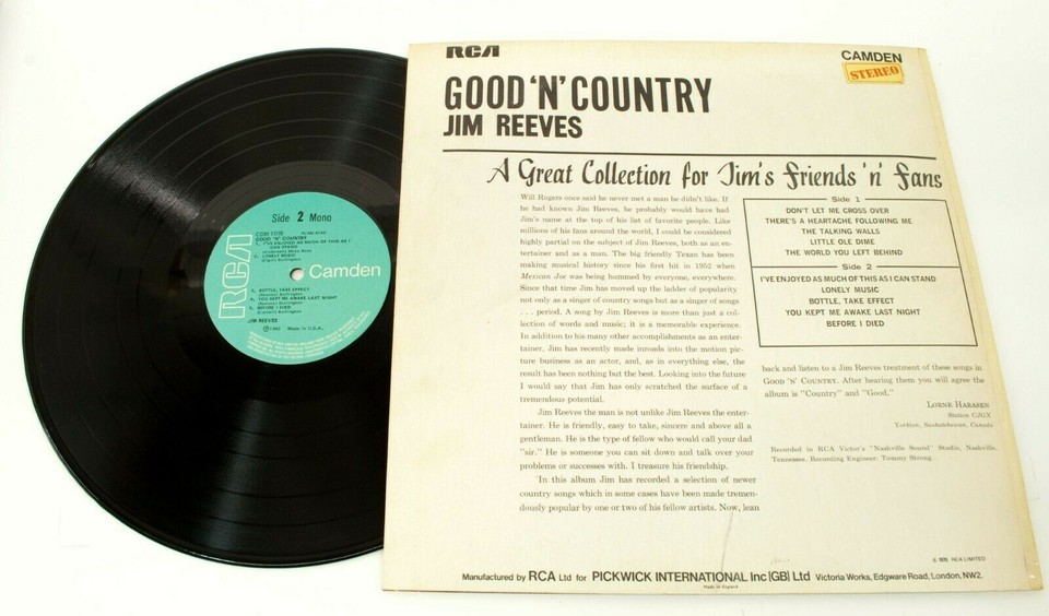 Jim Reeves Good 'N' Country 12" 33 LP Vinyl NM K331 | eBay