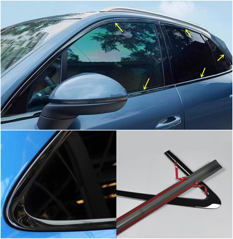 Car Window Frame Cover Strip Trim Black Titanium For Porsche Cayenne ...