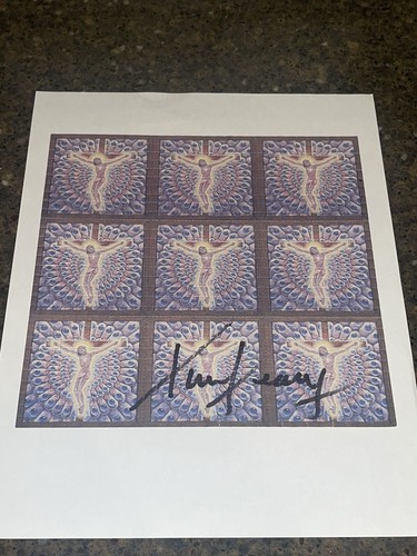 Alex Grey “Purple Carbon Jesus” 9 Panel Blotter Art Signed by Timothy ...