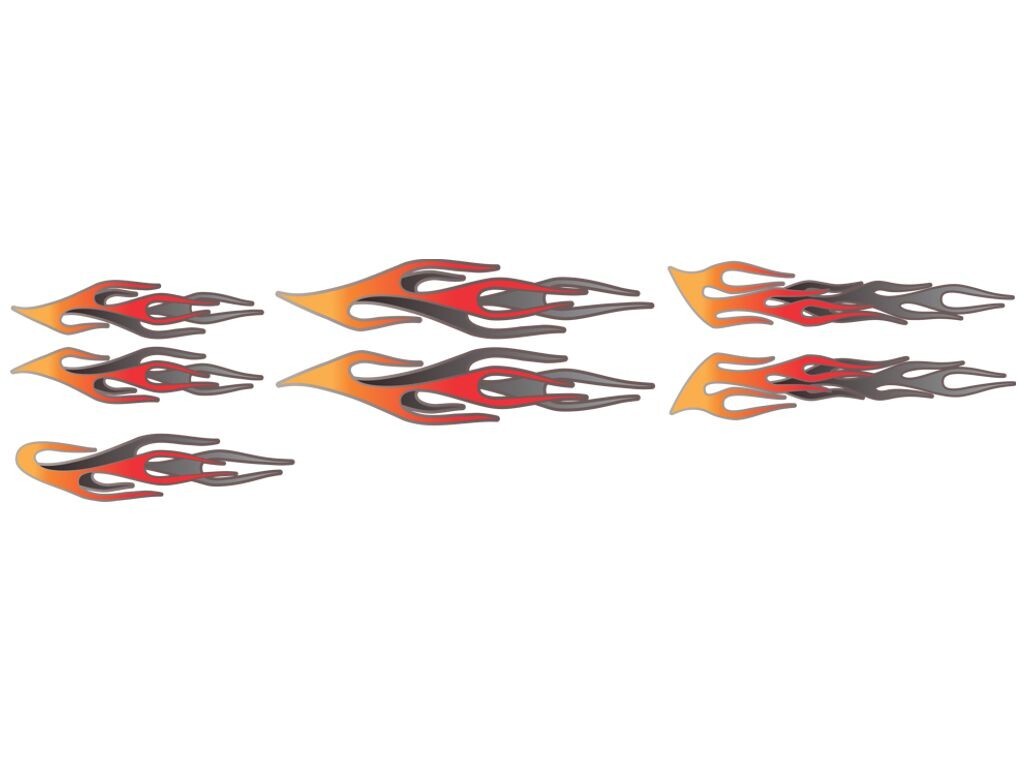 Motorcycle flame decals - 7pc set - Tangerine/Cherry/Smoke for Harley ...