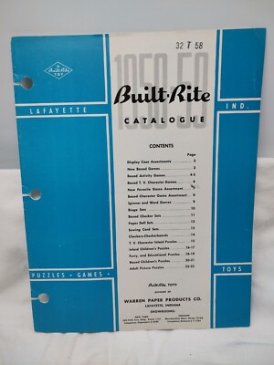 1958 Built Rite Toy Catalog Warren Paper Products | eBay