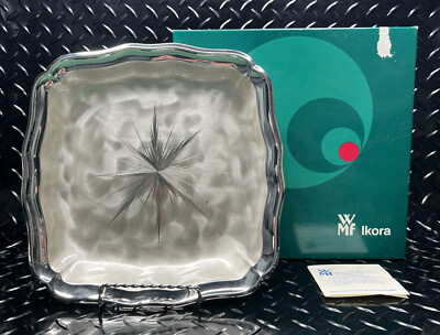 Vintage WMF IKORA Silver Plated 9.5” Footed Serving Tray Swirl Brushed ...