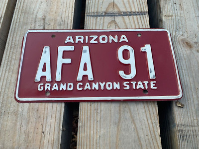 VINTAGE RED/WHITE ARIZONA AZ LICENSE PLATE AFA 91 | eBay
