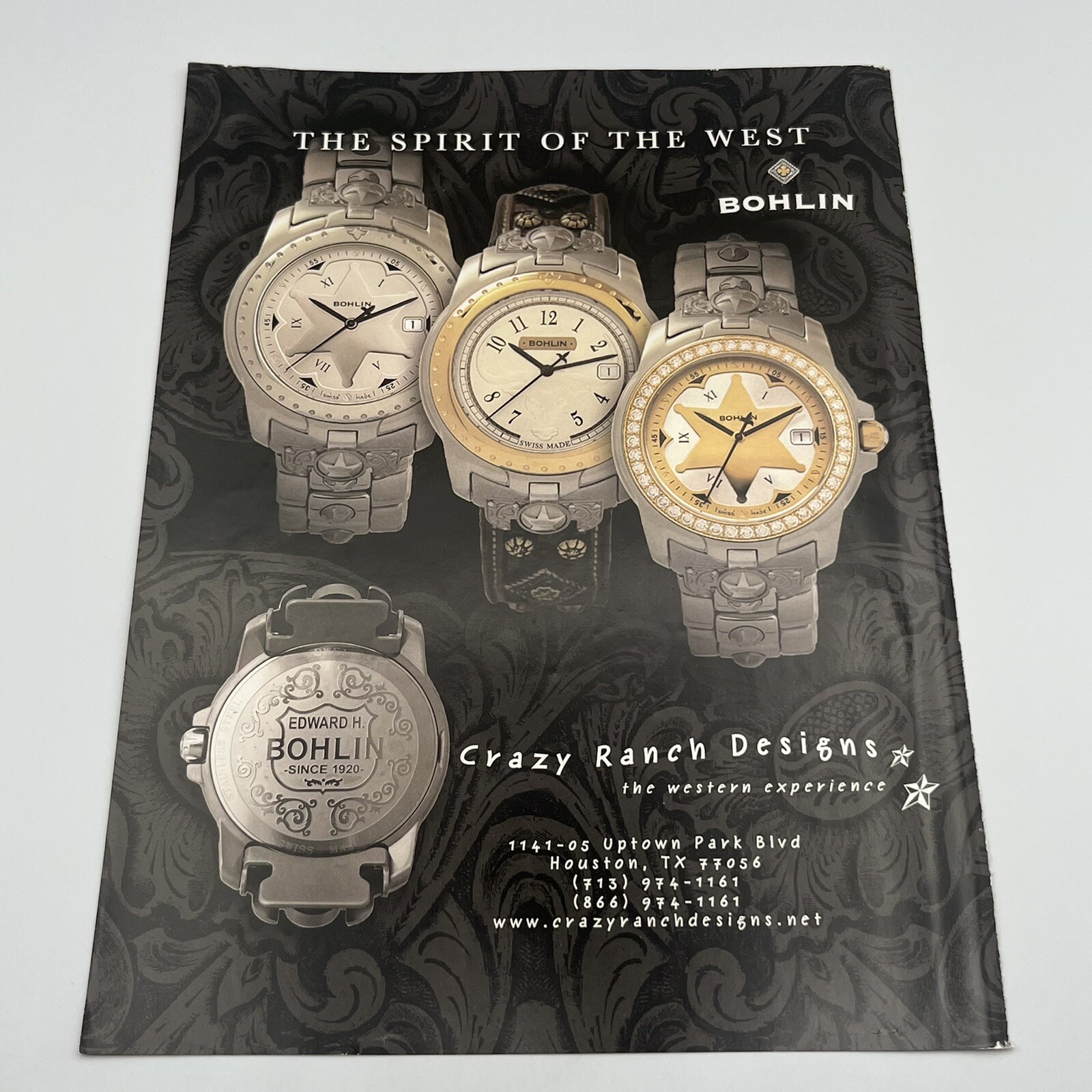 2004 Bohlin Watches Print Ad Spirit of the West Crazy Ranch Designs ...