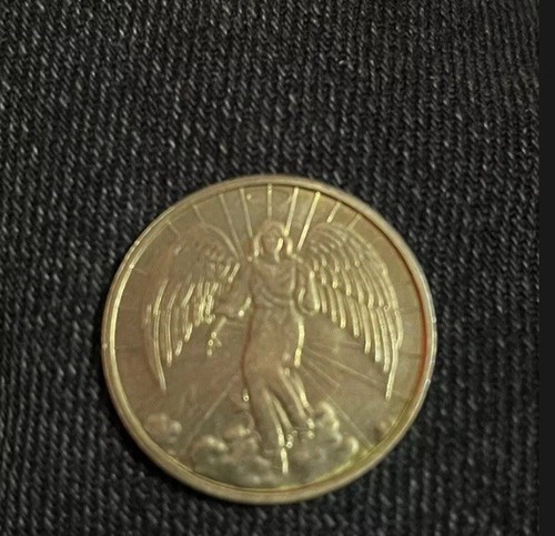 Vintage Gold Tone Guardian Angel Good Luck Coin / Medallion Double ...