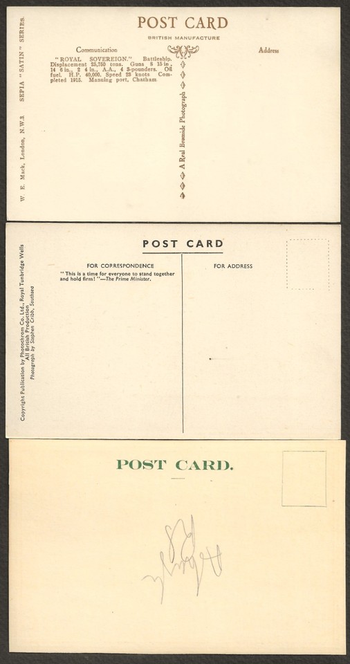 HMS ROYAL SOVEREIGN. THREE GENUINE PCs. ROYAL NAVY. DREADNOUGHT ...