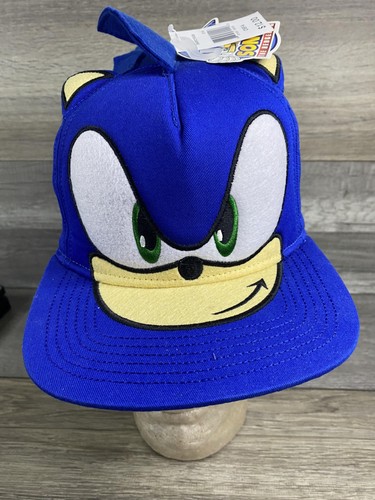 Sonic The Hedgehog Hat Cap Snap Back Blue Face 3D Spikes One Size Boys ...