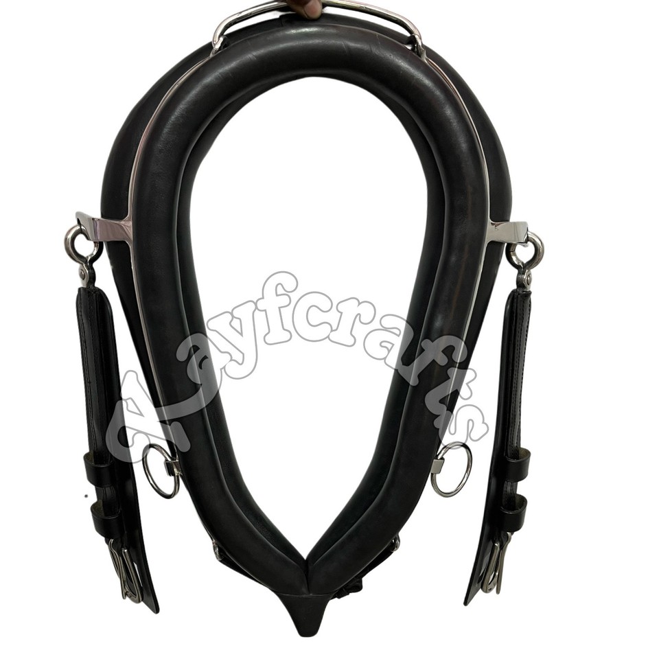 Padded Collar Black Leather Horse Driving Harness Set Single Cob ...