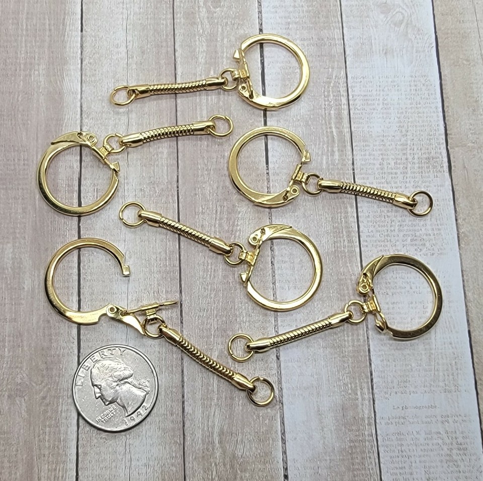 Gold Keychain Findings With Ring (6) - L1270 | eBay
