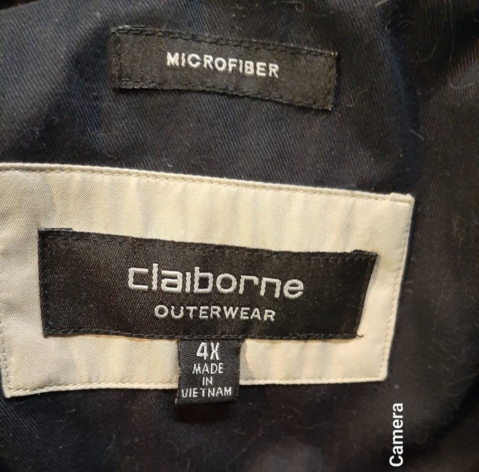 Claiborne Outerwear Microfiber Sweater Jacket Men Gray Full Zip Pockets ...