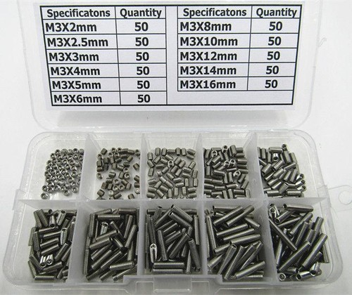 M3 Stainless steel Allen Hex Socket Grub Screws Assortment Kit 550 pcs ...