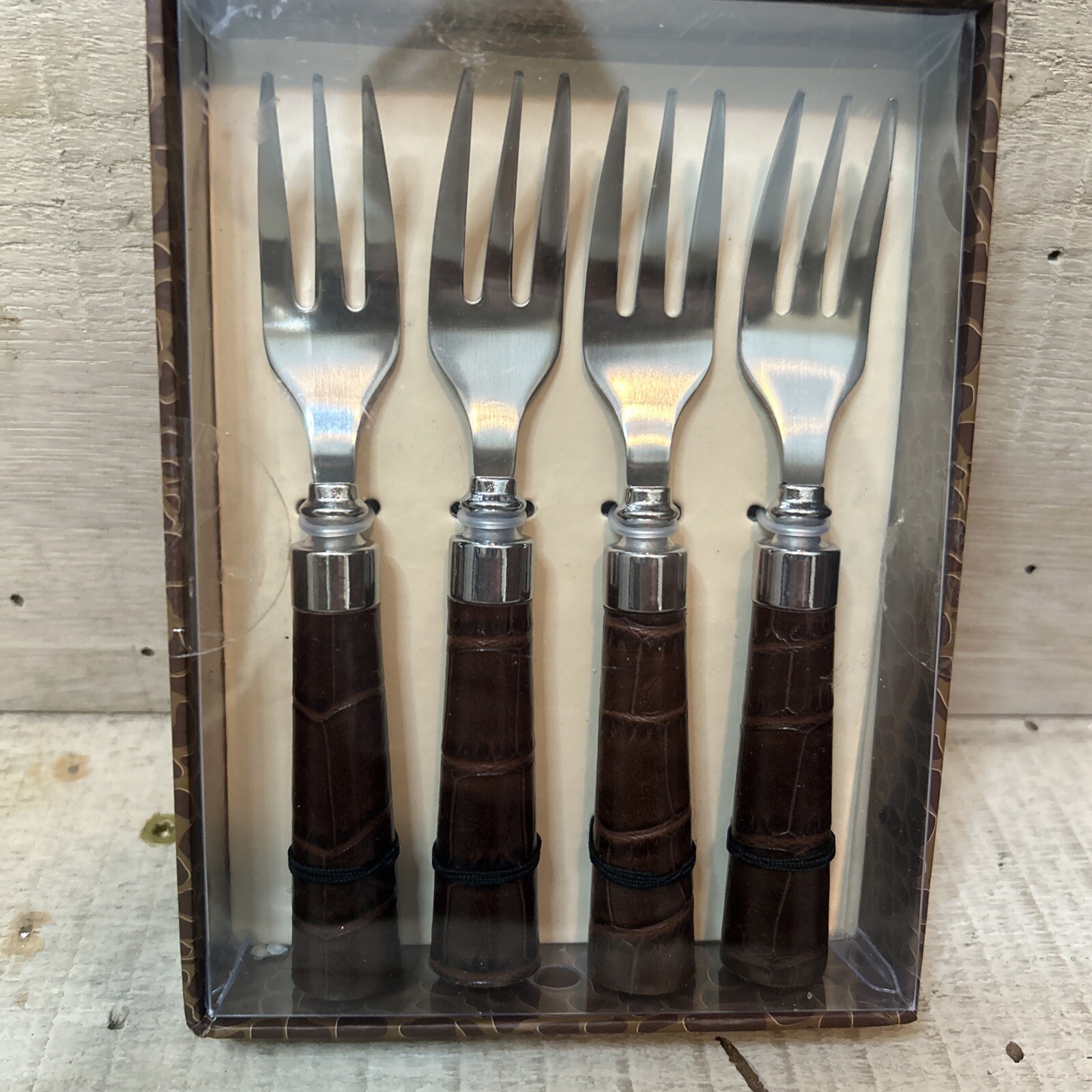 Wild Eye Designs 4 Piece Mini Relish/Olive Fork Brown Handles NEW. (p ...