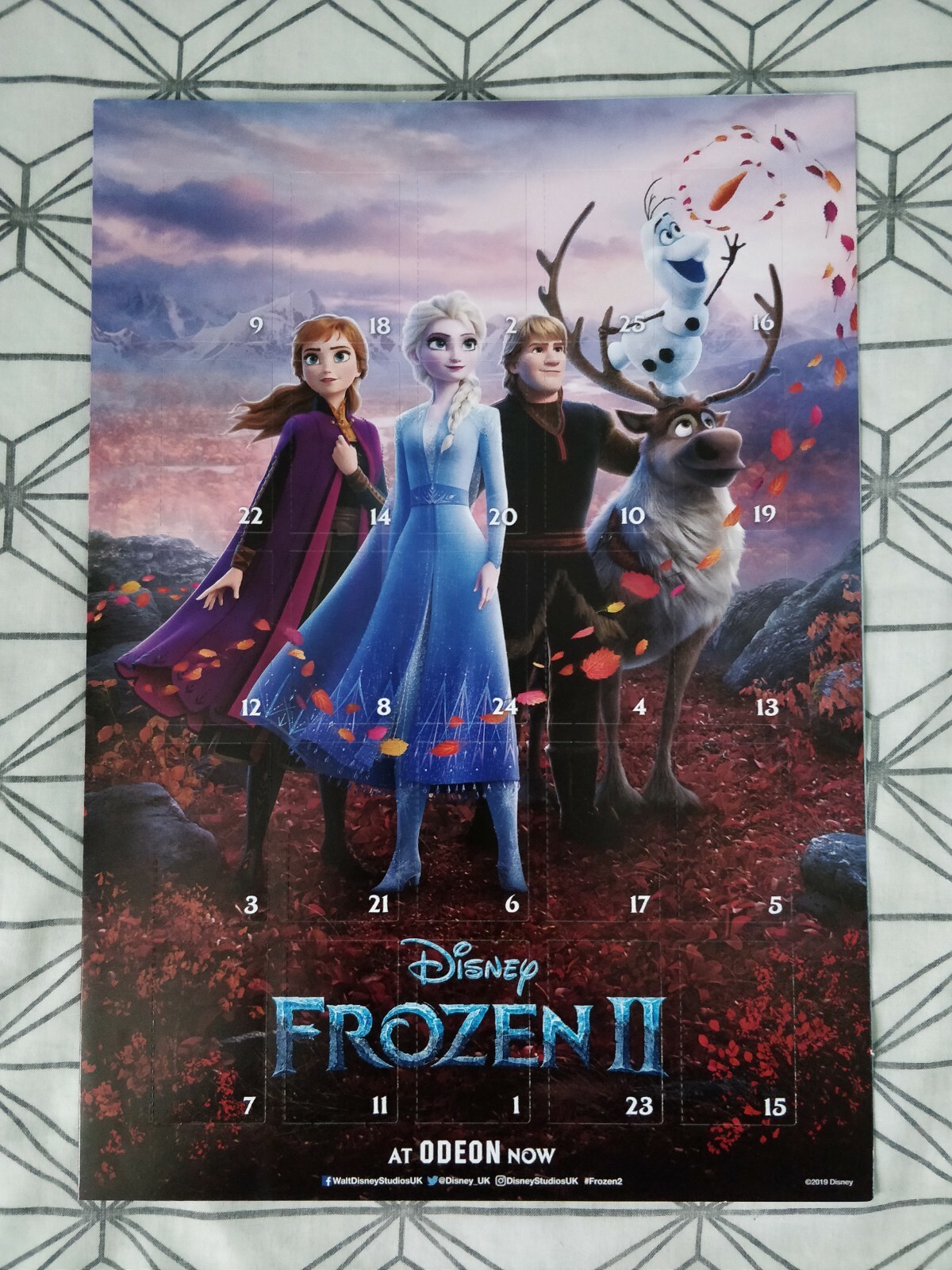 Disney Frozen 2 II ODEON A4 Advent Calendar Cinema Movie Calender ...