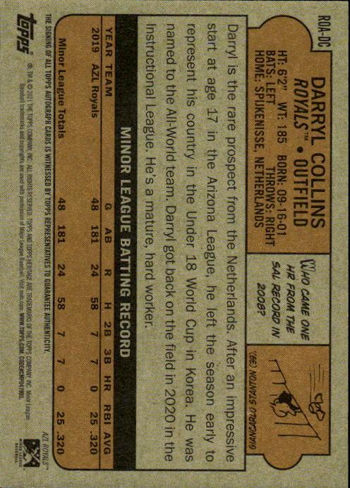 2021 Topps Heritage Minor League Darryl Collins #ROA-DC Real One ...