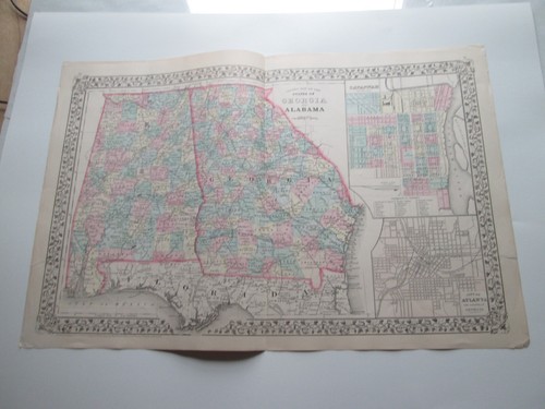 ONE (1) 1880 MITCHELL ATLAS MAP, "GEORGIA AND ALABAMA" | eBay