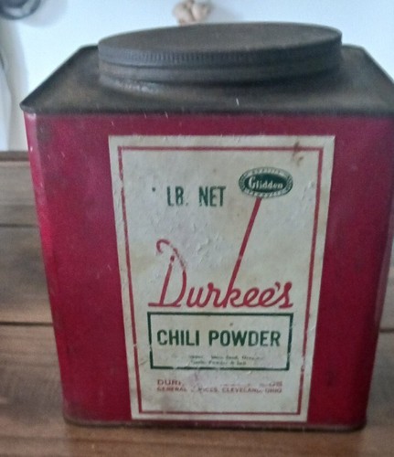 Vtg. Durkee's Spice Tin Chili Powder Cannister Durkee Famous Foods ...