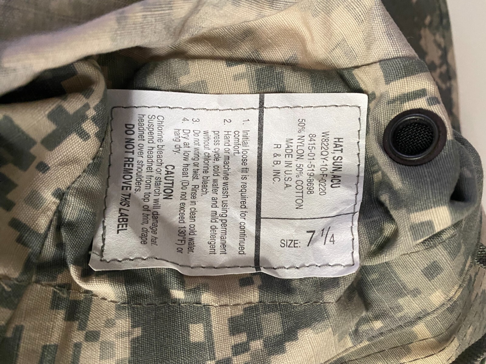 USGI Army Combat Uniform ACU Camouflage Type IV Boonie Sun Hat Cap 7-1/ ...