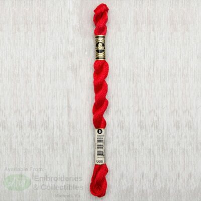 DMC Perle (Pearl) Cotton Thread, Size 5, 25m Skein, Colour 666 BRIGHT ...