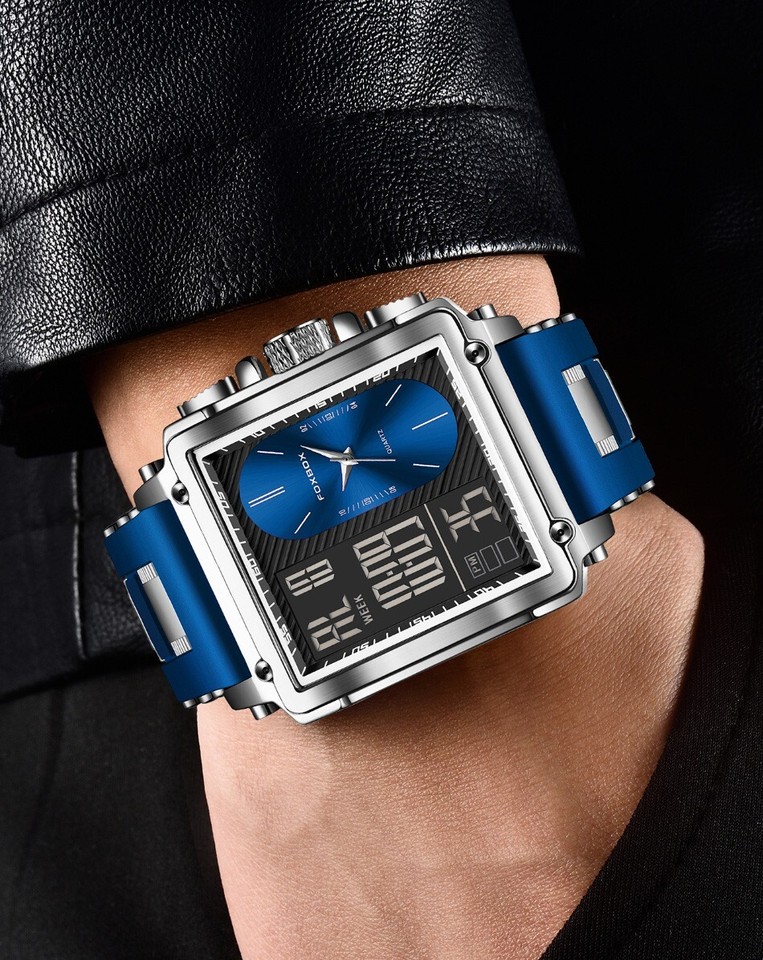 Top Men's Watches LCD Digital Display Quartz Watch Silicone Strap ...