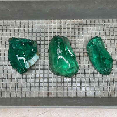 GREEN OBSIDIAN ROUGH LOT 5.0 LBS 3 PIECES FROM MEXICO VOLCANIC GLASS ...