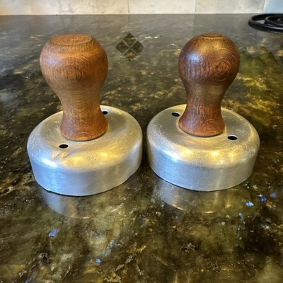 2 Vintage Round Aluminum Cookie, Donut, Biscuit Cutters With Wood ...