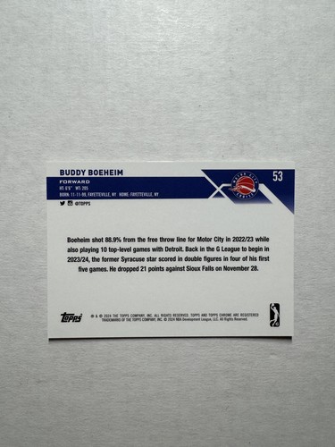 2023-24 Topps Chrome G-League #53 Buddy Boeheim Rookie RC Superfractor ...