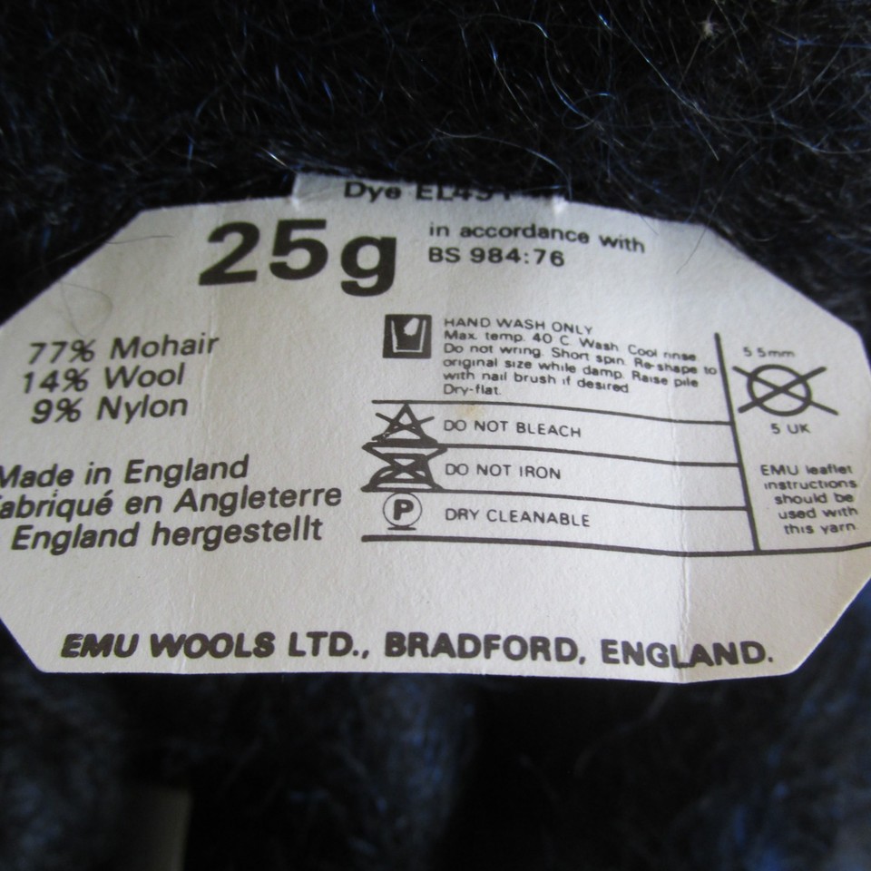 MOHAIR/Wool/Nylon Yarn Blue 14 Balls EMU FILIGREE SUPREME Made in ...