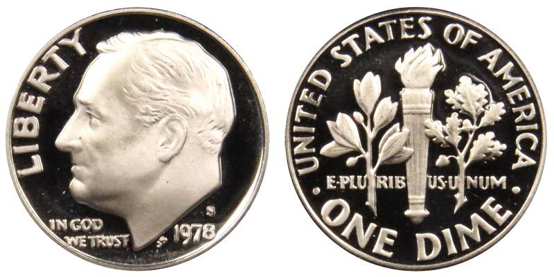 1978 S GEM BU PROOF ROOSEVELT DIME 10 CENT BRILLIANT UNCIRCULATED PF/US ...