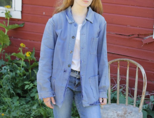Worn Work wear French blue jacket Farmer clothing Bill Cunningham denim ...