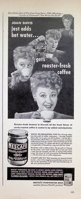 VINTAGE 1940s Print Ad ~ Nescafe ~ Roaster-fresh coffee ~ Joan Davis | eBay