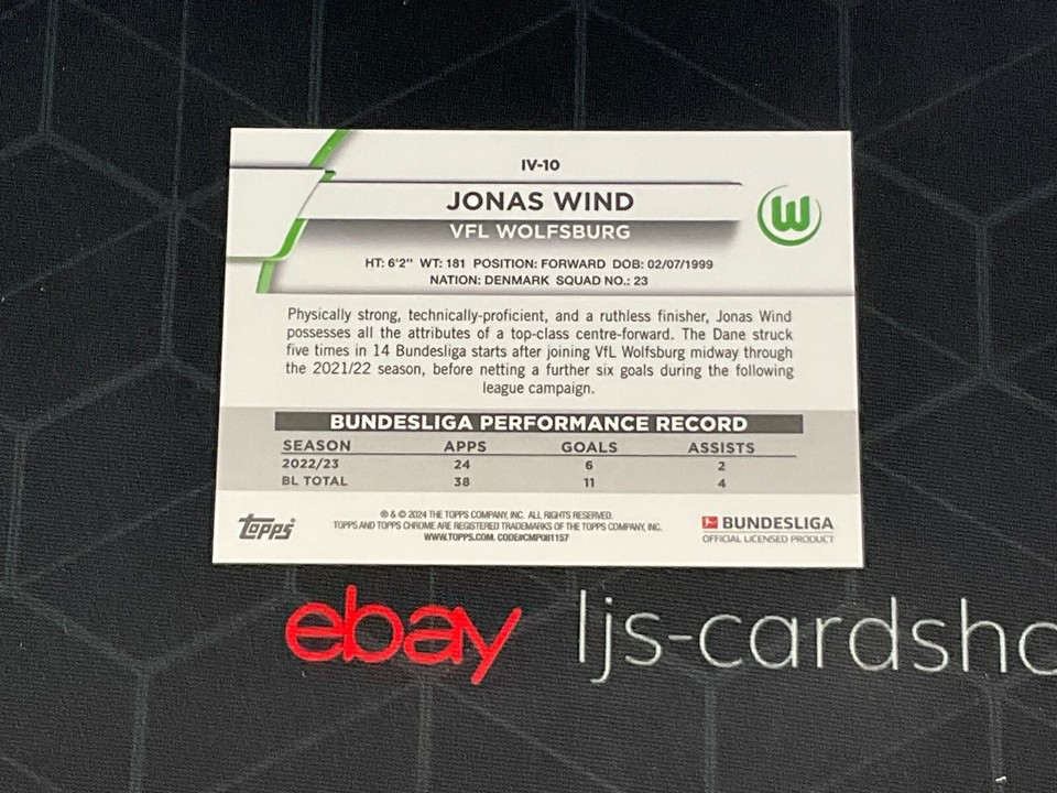 2023-24 Topps Chrome Sapphire Bundesliga Jonas Wind IV Orange Sapphire ...