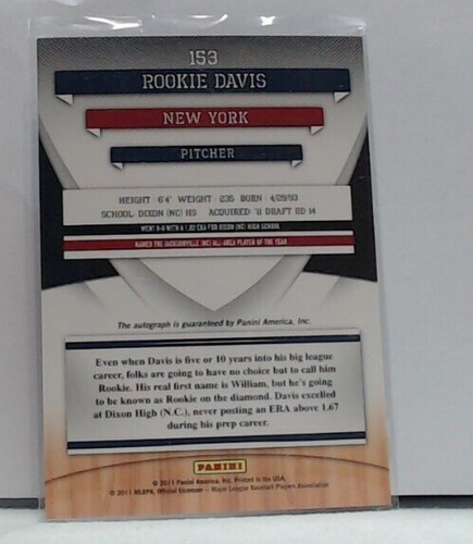 2011 ELITE EXTRA ED ROOKIE DAVIS ROOKIE AUTO /653 #153 YANKEES MSK | eBay