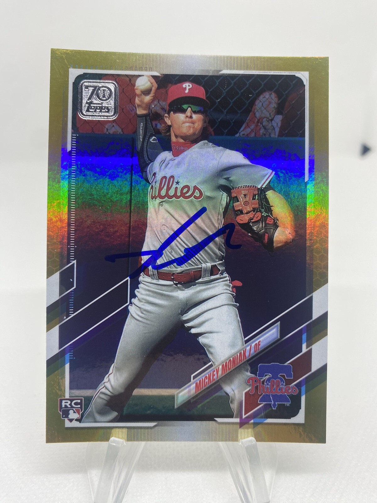 Mickey Moniak Signed Autograph 2021 Topps Series 2 #457 Gold Rookie ...