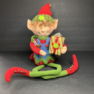 Posable Shelf Sitter Elf Long Legs 23” Santas Helper Christmas Holiday ...