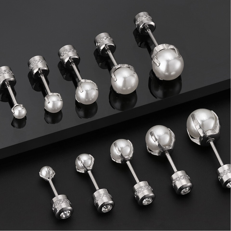 1pair Piercing Screw Earring Piercing Jewelry Stud Earring Unisex ...