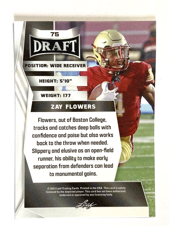 2023 Leaf Draft Zay Flowers Rookie Card #75 | eBay