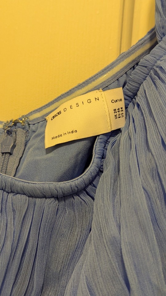 ASOS Women's Blue Ball Gown Dress Size 24 Pleated Bodice Aline ...