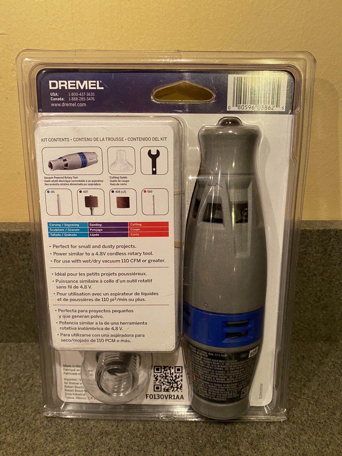 Dremel VRT1-1/5 Vacuum Powered Rotary Tool - Fits 1-1/4” (32mm) Hose ...